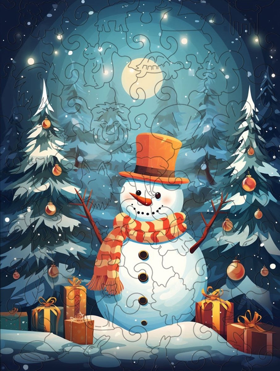 Christmas snowman Wooden Jigsaw Puzzle – Unipuzzles