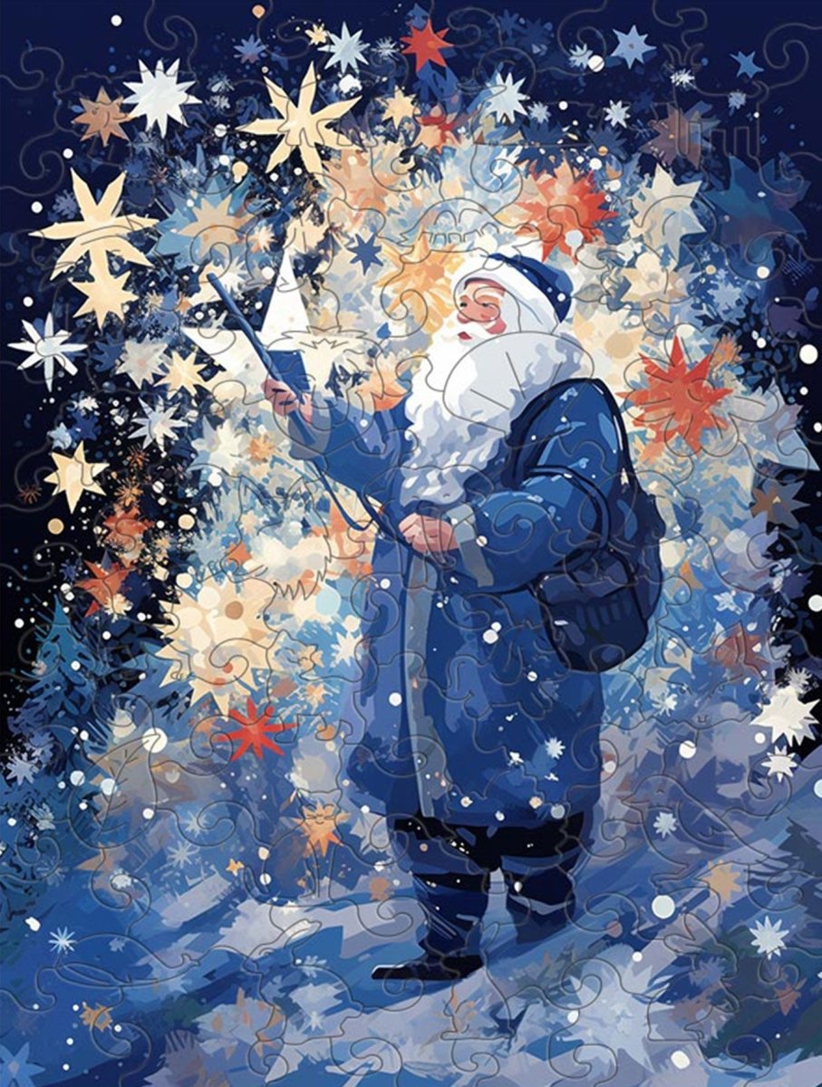 Blue Magic Father Christmas Wooden Puzzle – Unipuzzles