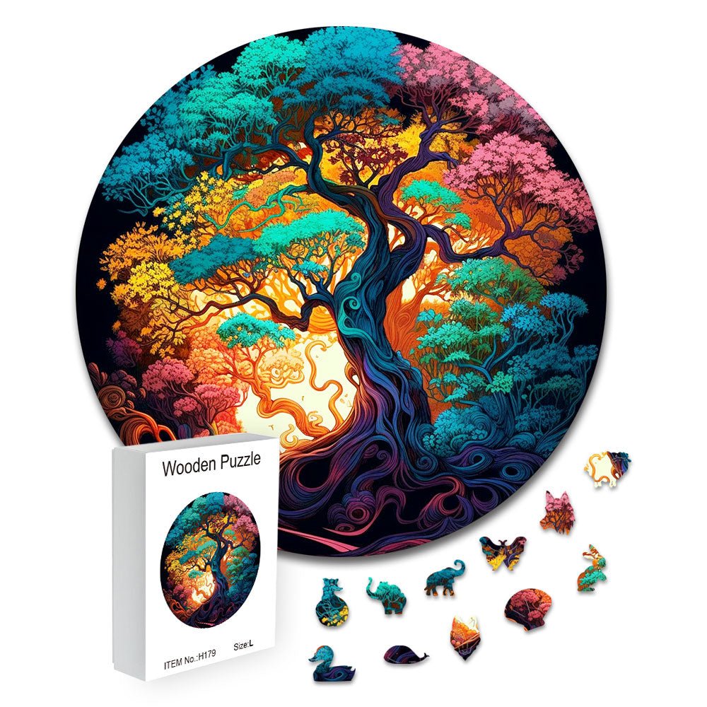 Blue Trees Wooden Puzzle Original Animal Figure – Unipuzzles
