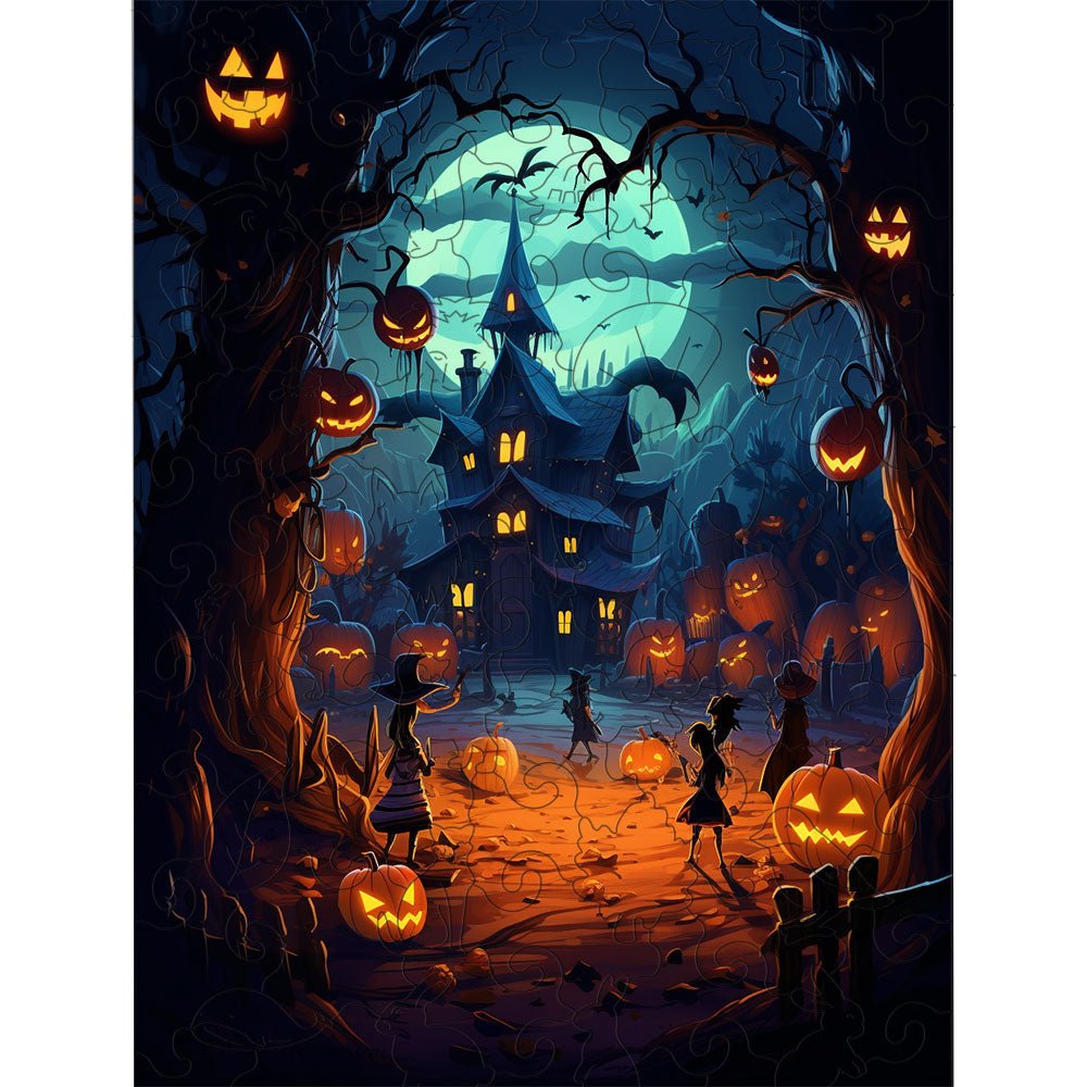 Halloween Full moon Ghost castle Wooden Jigsaw Puzzle – Unipuzzles
