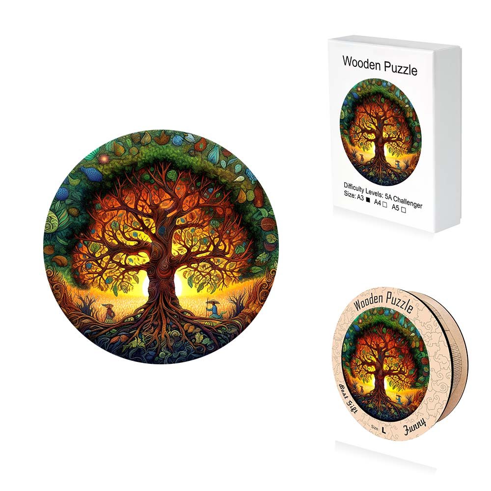 Orange and Red Trees Wooden Puzzle Original Animal Figure – Unipuzzles